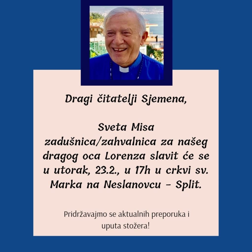 Preminuo p. Lorenzo Montecalvo, pokretač rado čitanog Sjemena | HKM