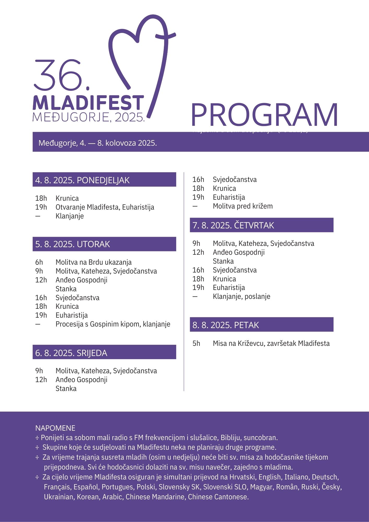 Objavljen program 36. Mladifesta u Međugorju | HKM